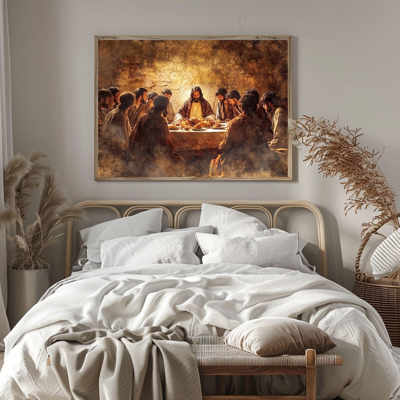 Jesus and His Disciples the Last Supper Art Print, Jesus Wall Art ...