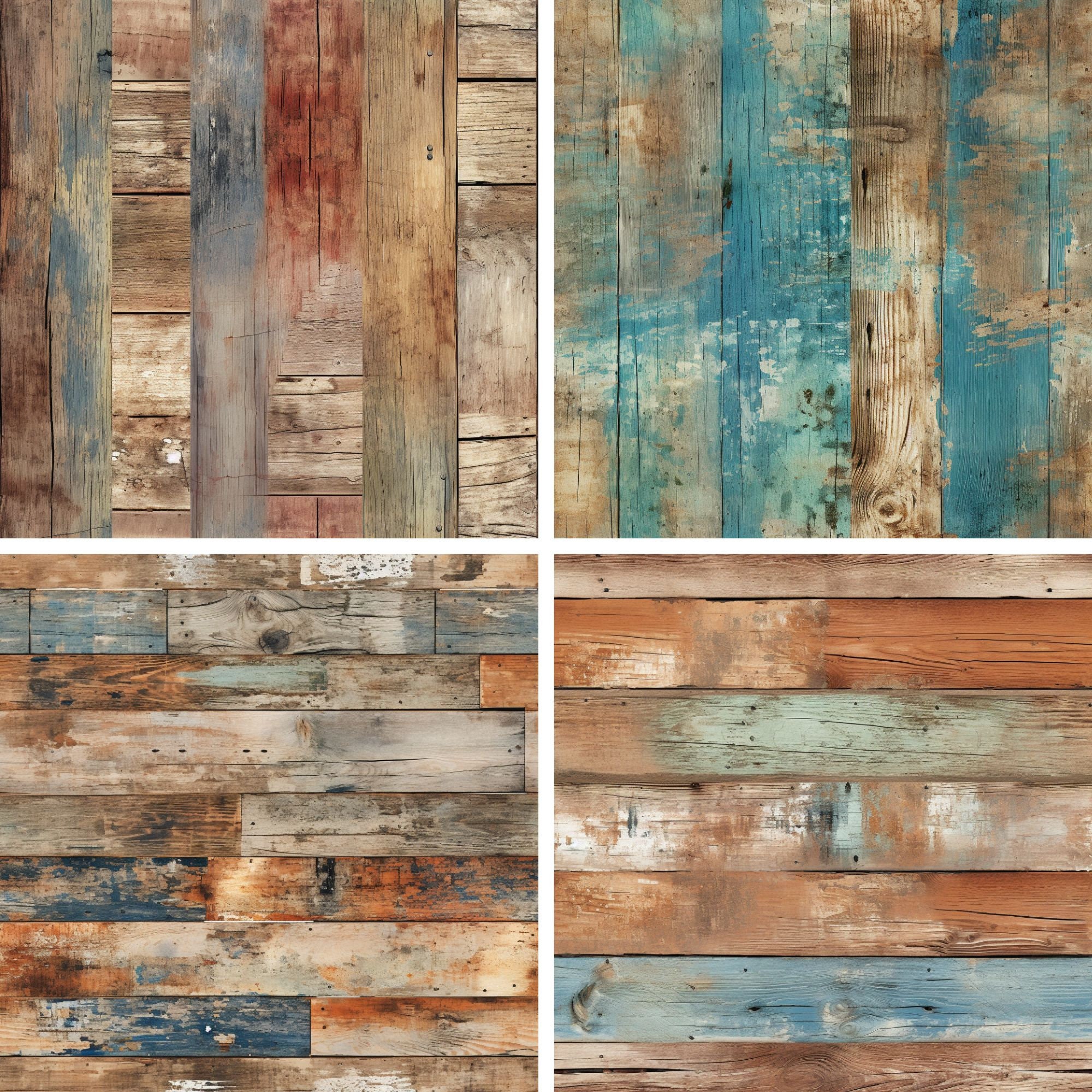 Seamless Weathered Wood Textures Digital Paper, Seamless Rustic Wood ...