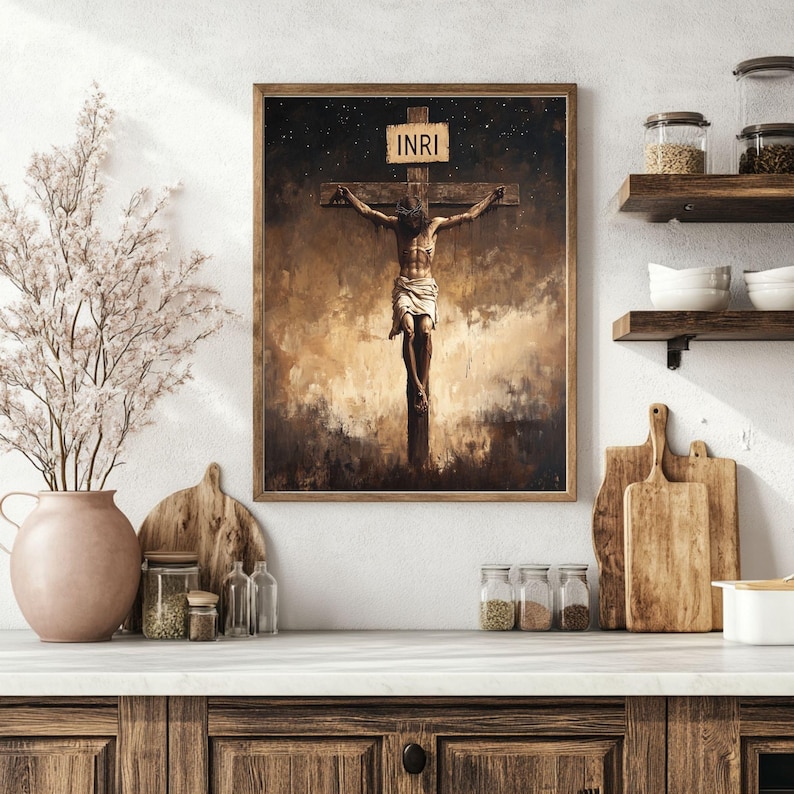 Crucifixion of Christ Art, Religious Painting, Catholic Home Decor ...