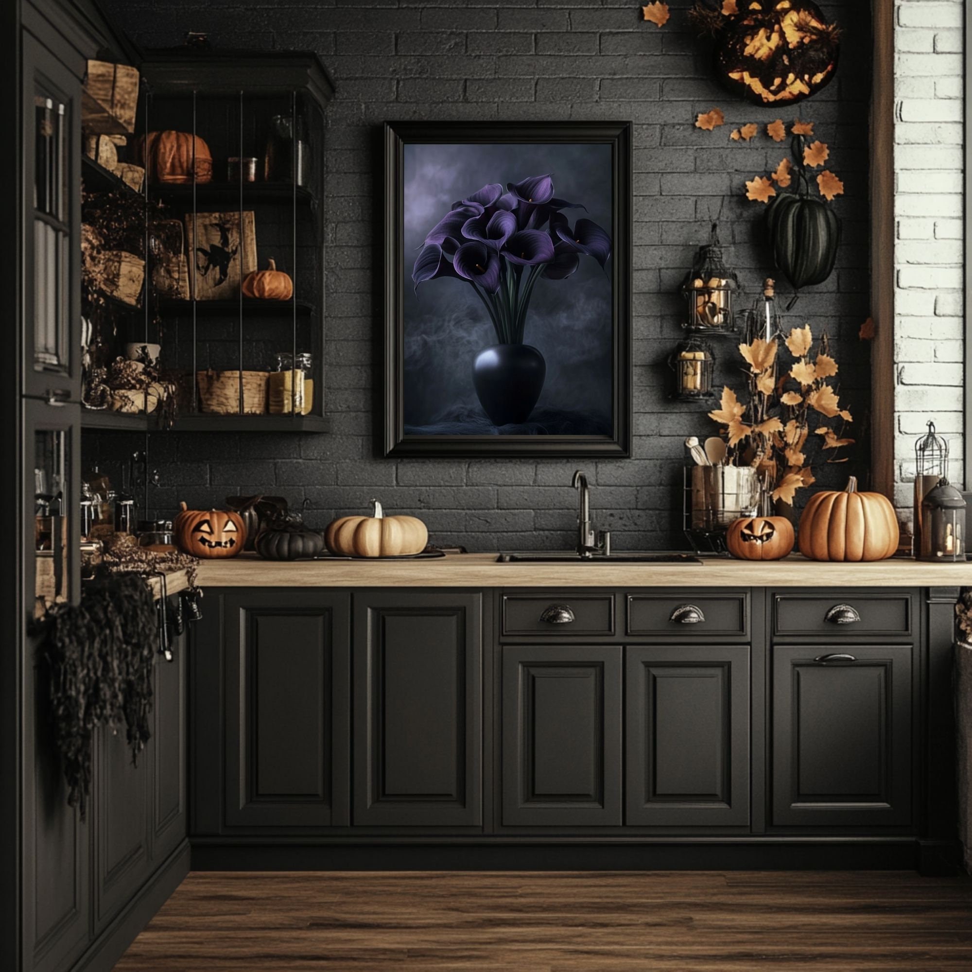 Mystic Black Calla Lilies in Vase - Luxurious Dark Floral Art, Perfect ...