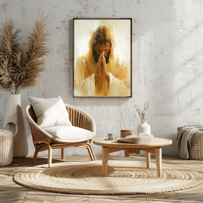 Praying Jesus Christ Portrait | Religious Wall Art (digital Download ...