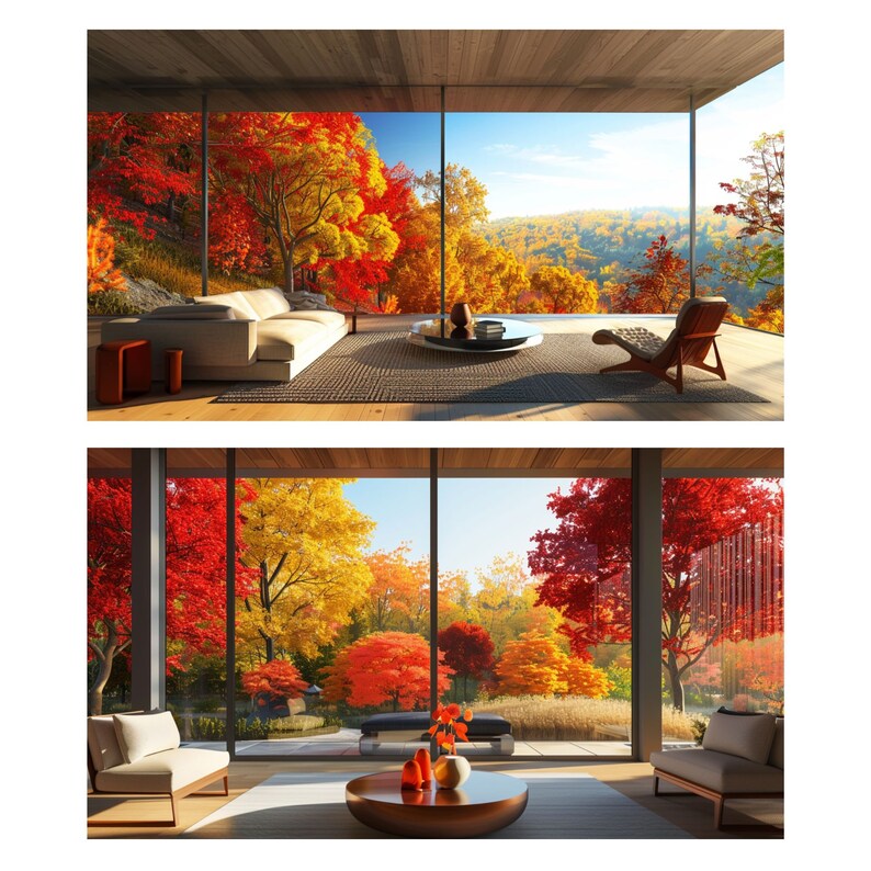 Cozy Autumn Cabin Virtual Background: Fall Foliage, Home Office ...