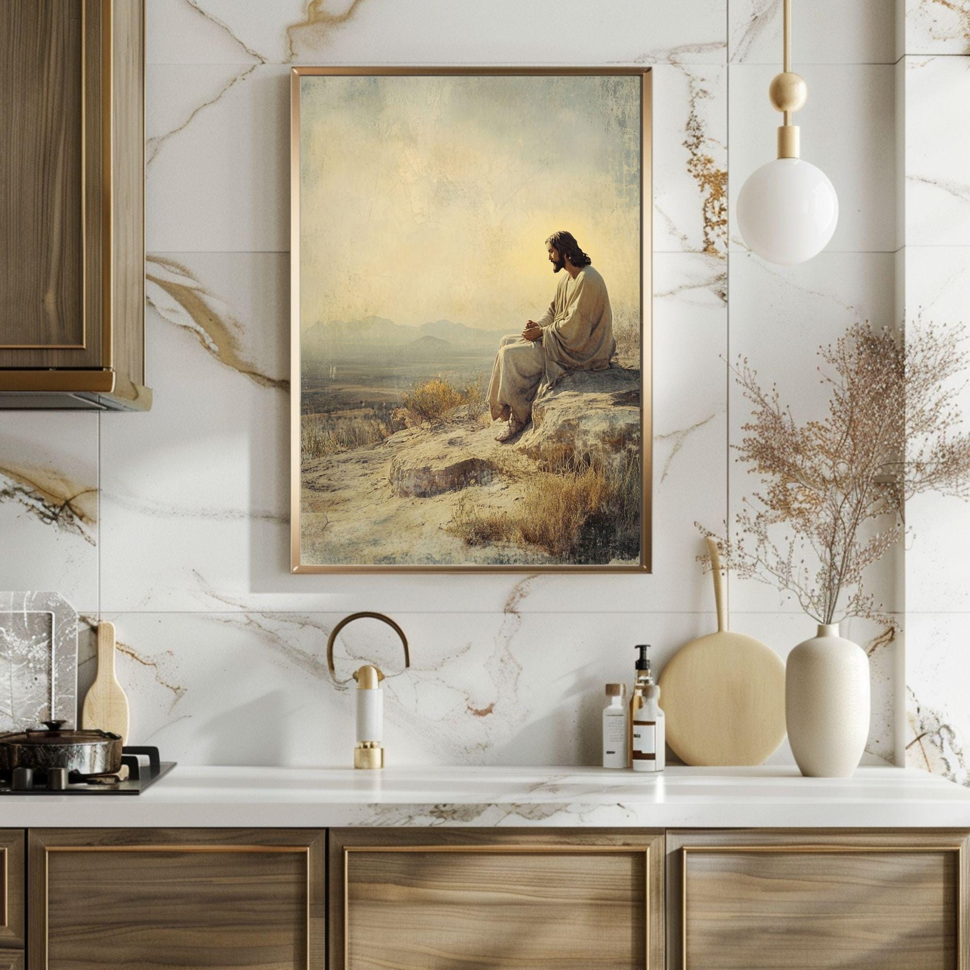 Jesus Praying Art Print | Christian Religious Wall Decor (digital ...
