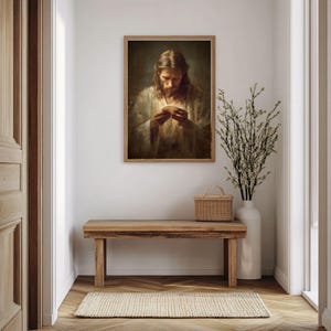Jesus Holding Communion Art Print, Christian Eucharistic Wall Decor ...