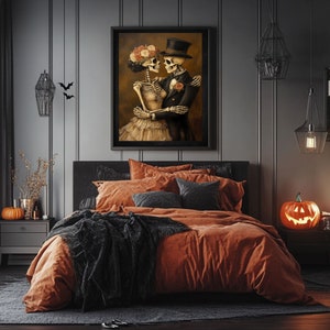 Eternal Love Skeleton Couple Painting: Romantic Gothic Wedding Art ...