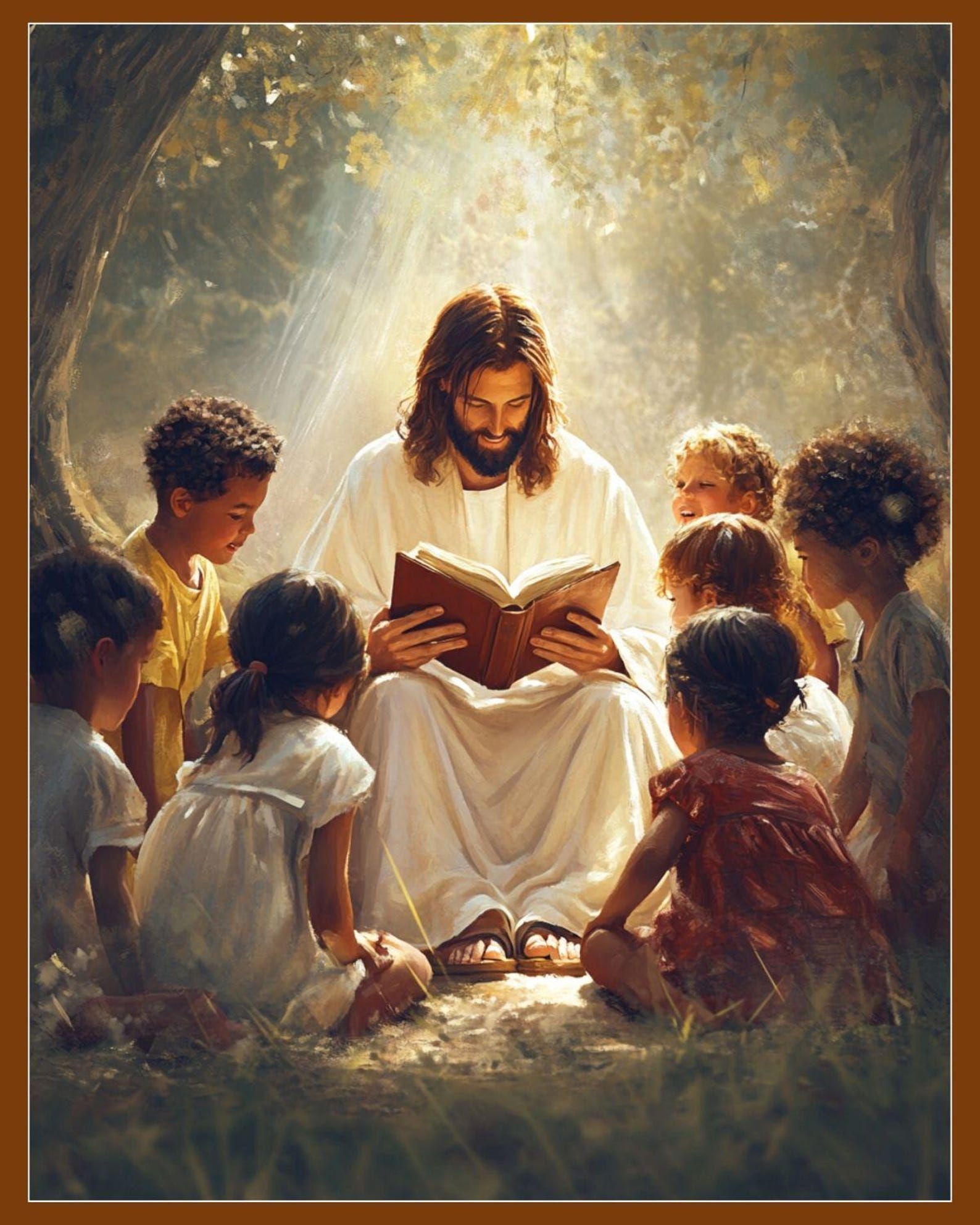 Lessons of Love Jesus Teaching Children Art Print, Christian Art ...