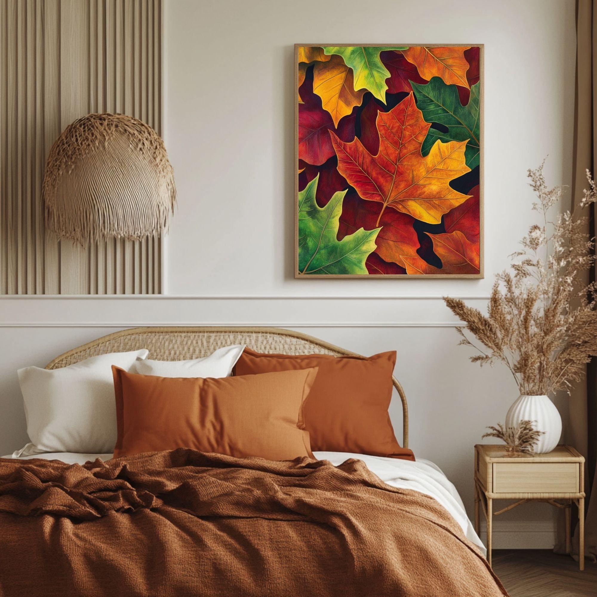 Vibrant Autumn Leaves Art Print Rich Fall Colors Watercolor Painting ...