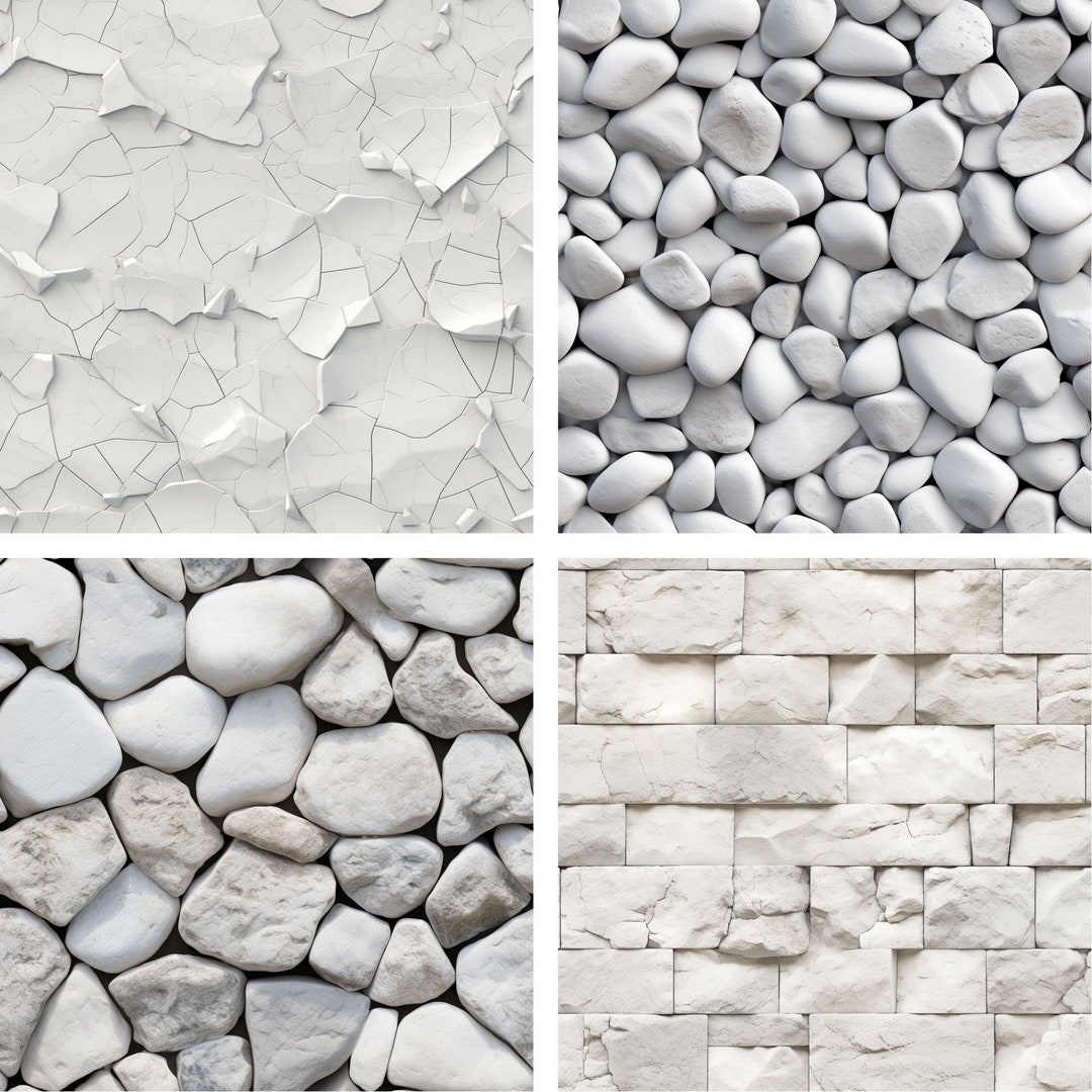 White Stone Pattern/textures Digital Paper, Seamless Rustic Brick/stone ...