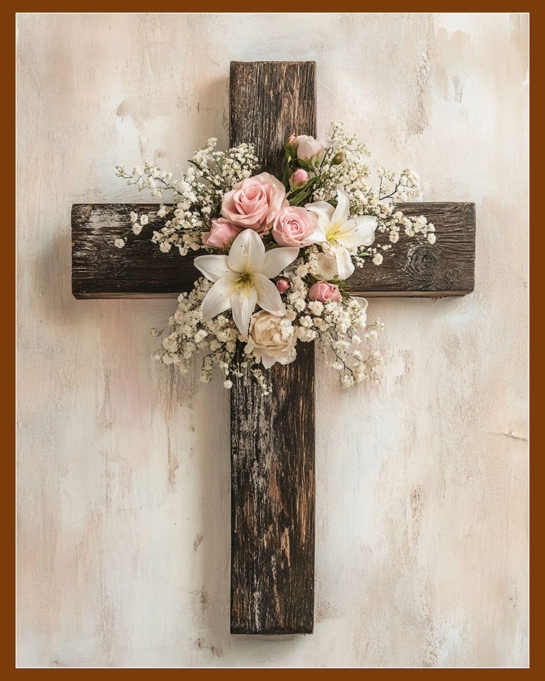 Rustic Floral Cross Print | Catholic Home Decor (digital Download) - Etsy