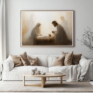 The Nativity Scene of Mary, Joseph, and Baby Jesus Wall Art, Christmas ...