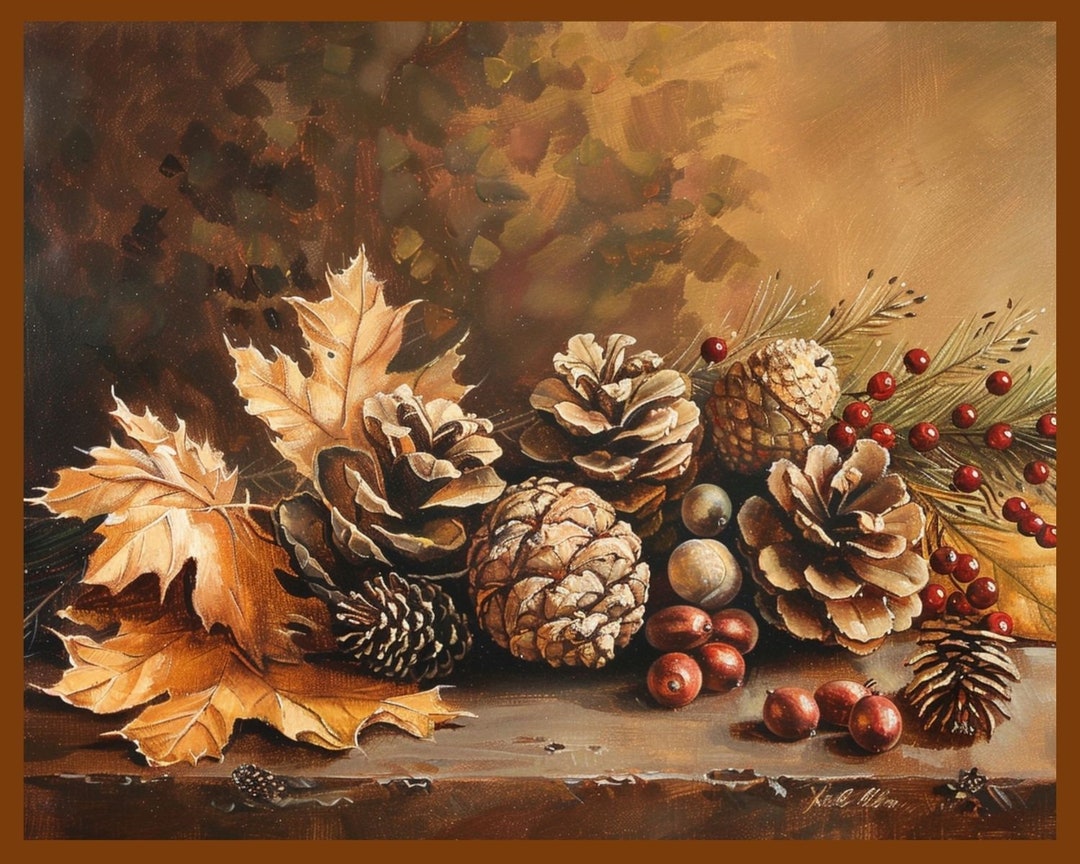 Rustic Pinecone Fall Decor Printable Pinecone Decor Painting Fall ...