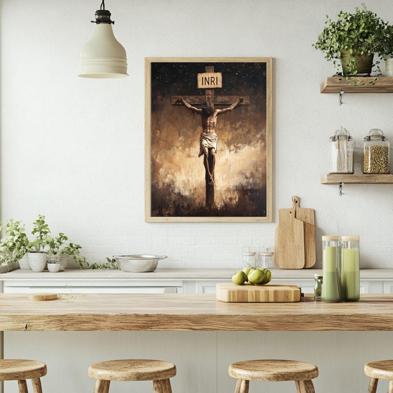 Crucifixion of Christ Vintage Art, Christian Religious Wall Art ...