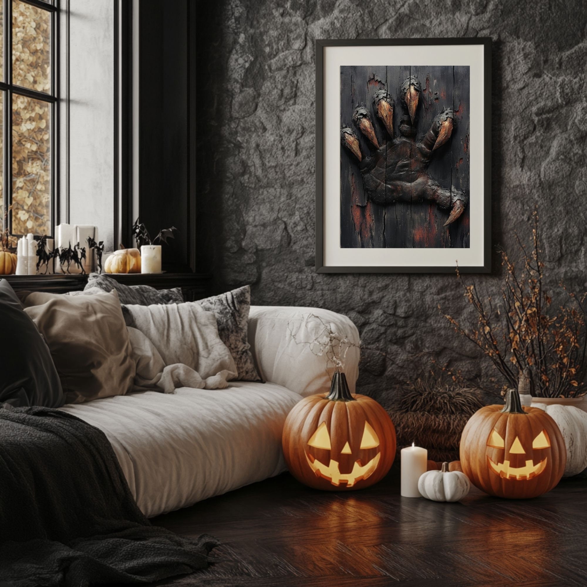 Realistic Monster Claw Handprint Wall Art: Eerie Halloween Decor ...
