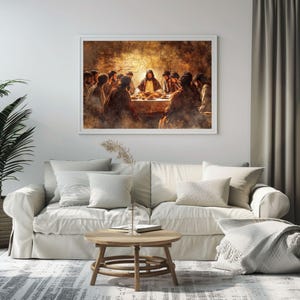 Jesus and His Disciples the Last Supper Art Print, Jesus Wall Art ...