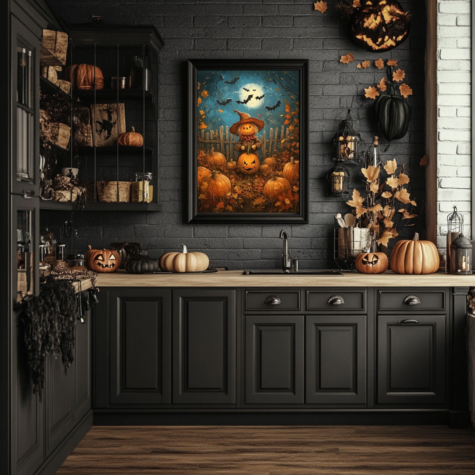 Charming Pumpkin Patch Scene With Friendly Scarecrow: Whimsical ...