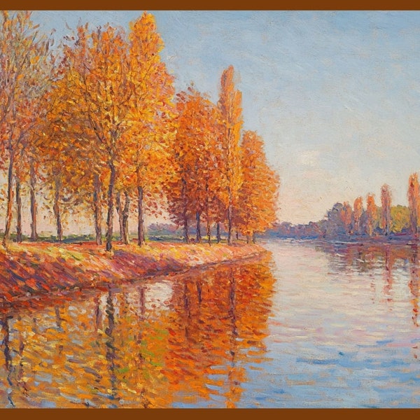 Vintage Autumn Landscape Painting, Fall Wall Art, Fall Oil Painting ...