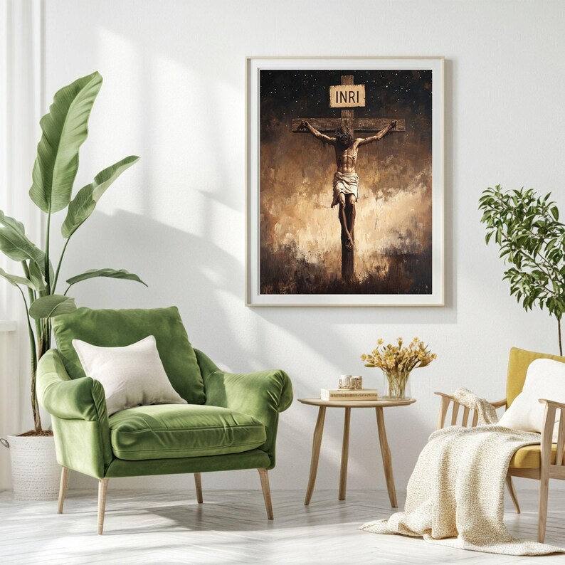 Crucifixion of Christ Art, Religious Painting, Catholic Home Decor ...
