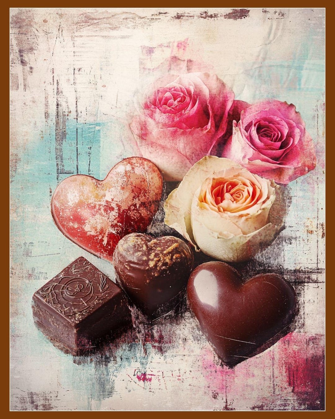 Valentines Wall Art | Romantic Vintage Valentine Collage | Hearts ...