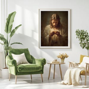 Jesus Holding Communion Art Print, Christian Eucharistic Wall Decor ...