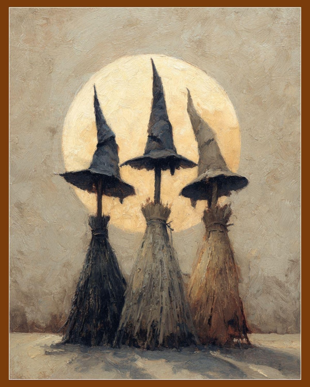 Rustic Witch Hats and Brooms Halloween Print (digital Art) - Etsy