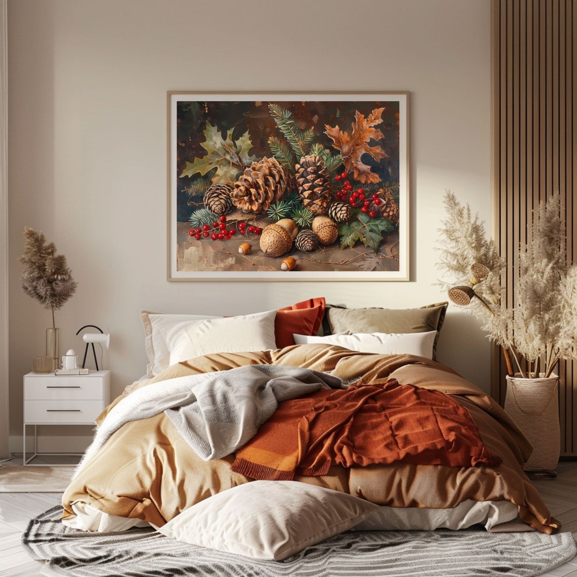 Rustic Pinecone Fall Decor Printable Pinecone Decor Painting Fall ...