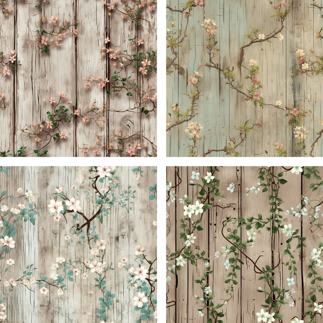 Seamless Shabby Wood Textures Digital Paper, Seamless Rustic Chic Wood ...