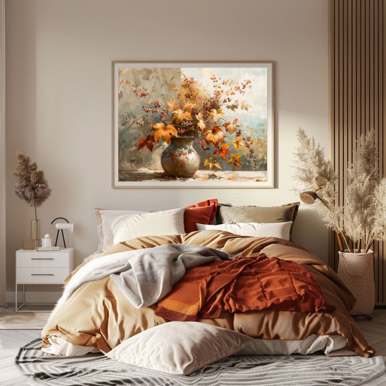 Vintage Fall Floral Oil Painting Print, Autumn Decor (digital Print) - Etsy