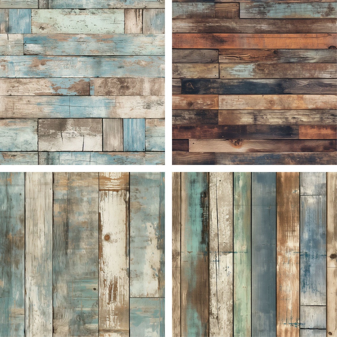 Seamless Weathered Wood Textures Digital Paper, Seamless Rustic Wood ...