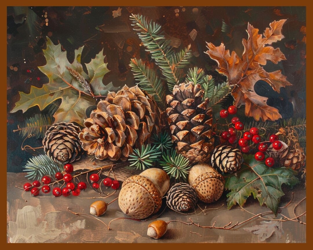 Rustic Pinecone Fall Decor Printable Pinecone Decor Painting Fall ...