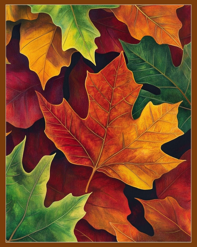 Vibrant Autumn Leaves Art Print Rich Fall Colors Watercolor Painting ...