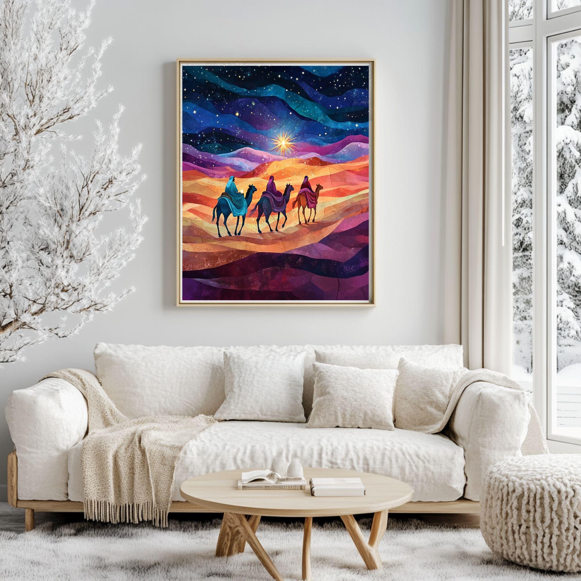 The Three Wise Men Journey - Vibrant Abstract Christmas Artwork ...