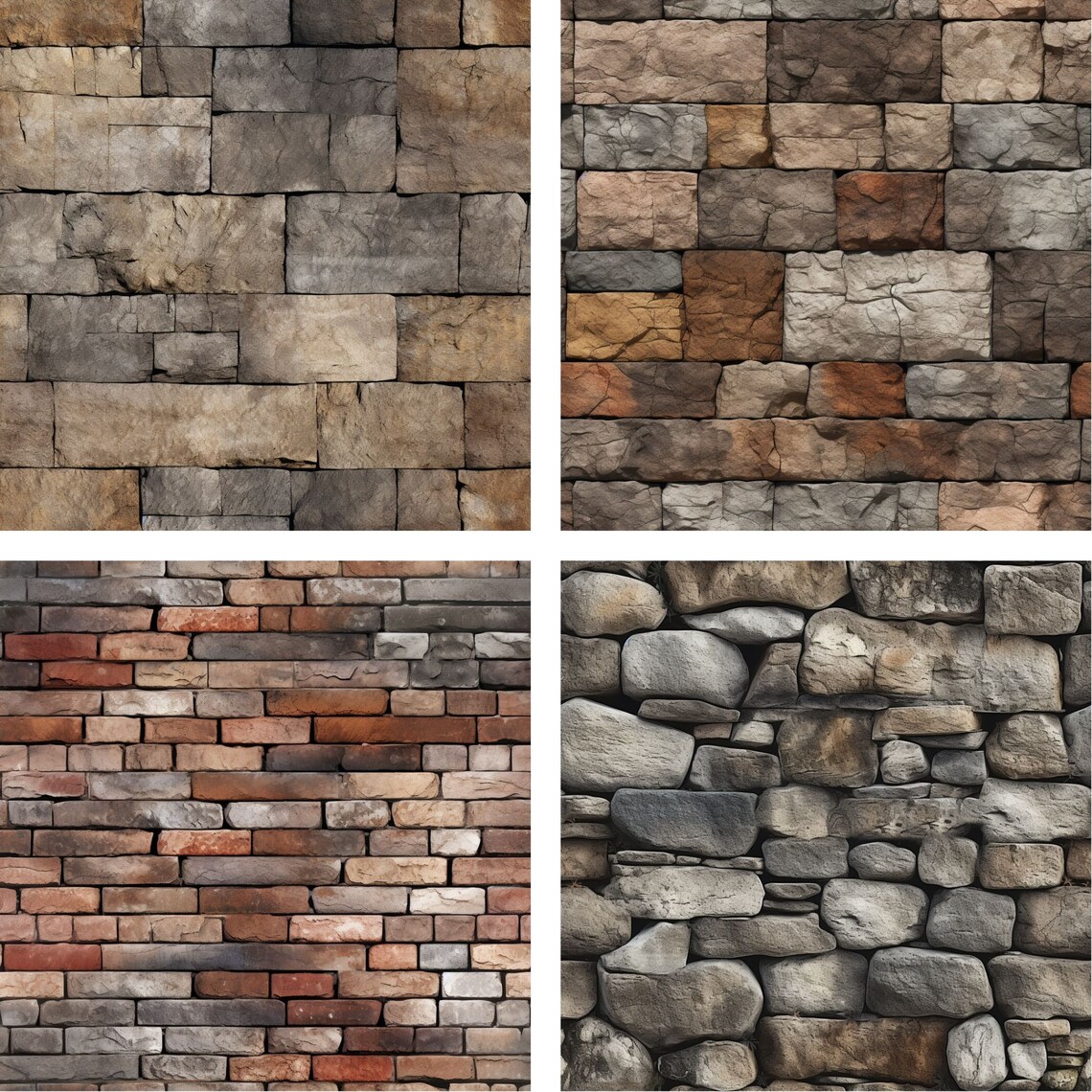 Brown/rustic Stone/brick Textures Digital Paper, Seamless Rustic Stone ...