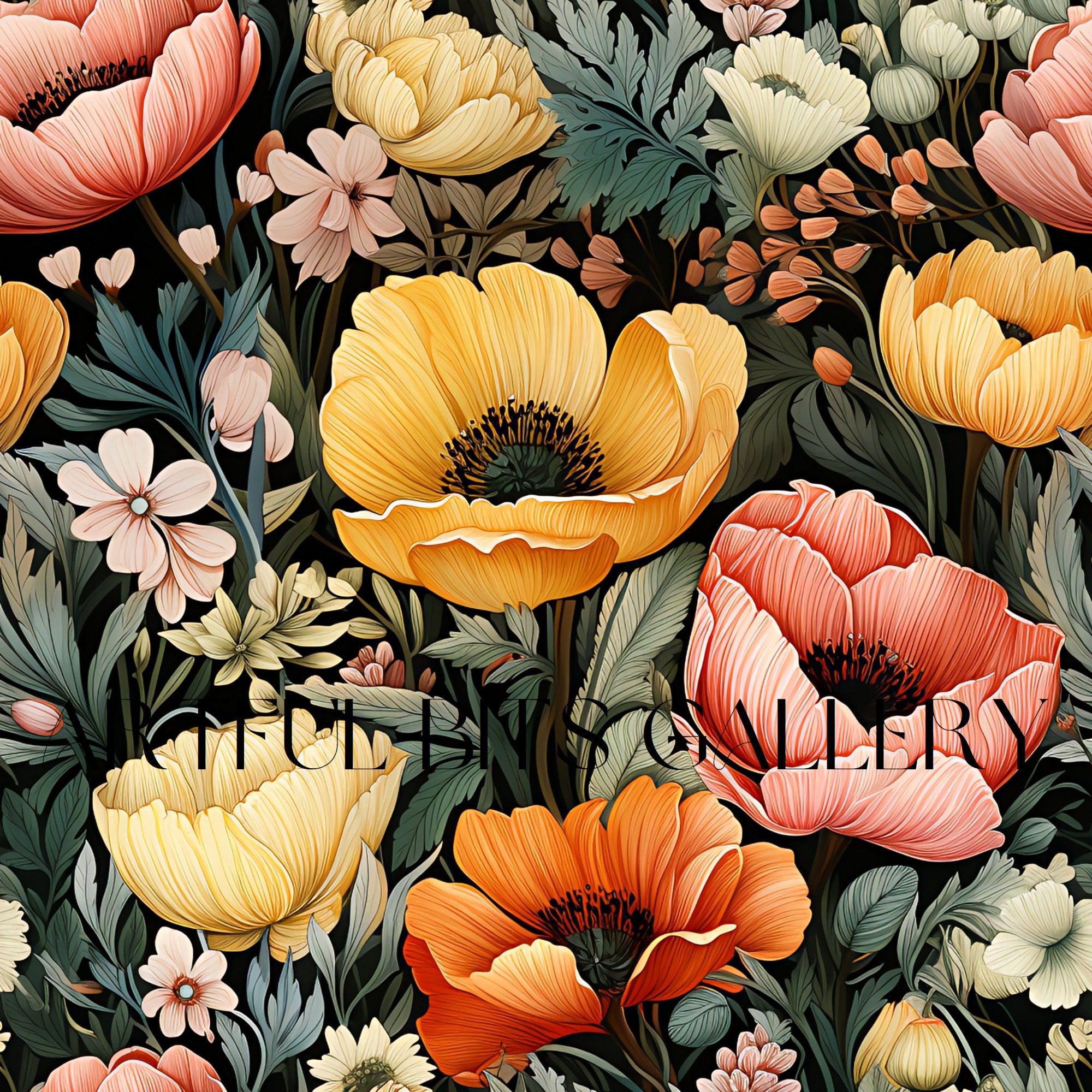 Seamless Floral Ensemble Digital Paper Flower Backgrounds - Etsy