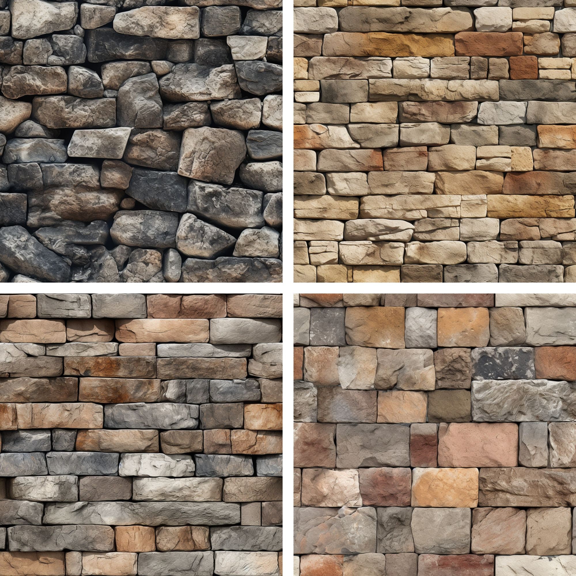 Brown/rustic Stone/brick Textures Digital Paper, Seamless Rustic Stone ...