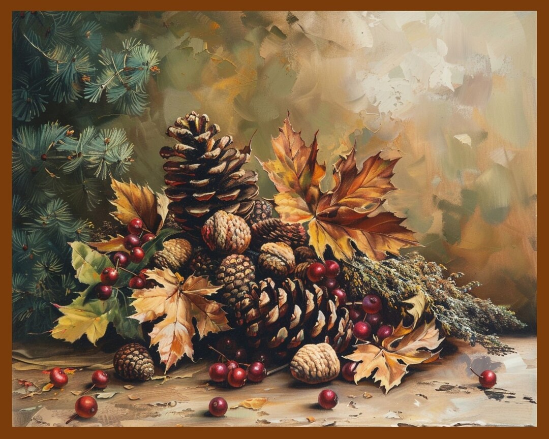 Rustic Pinecone Fall Decor Printable Pinecone Decor Painting Fall ...