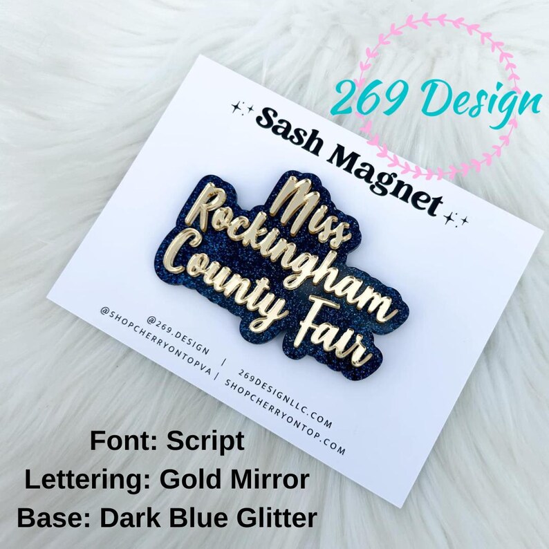 Custom Sash Magnet, SCRIPT FONT, Title Magnet, Beauty Queen, Pageant ...