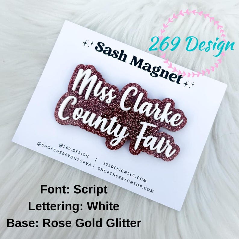 Custom Sash Magnet, SCRIPT FONT, Title Magnet, Beauty Queen, Pageant ...