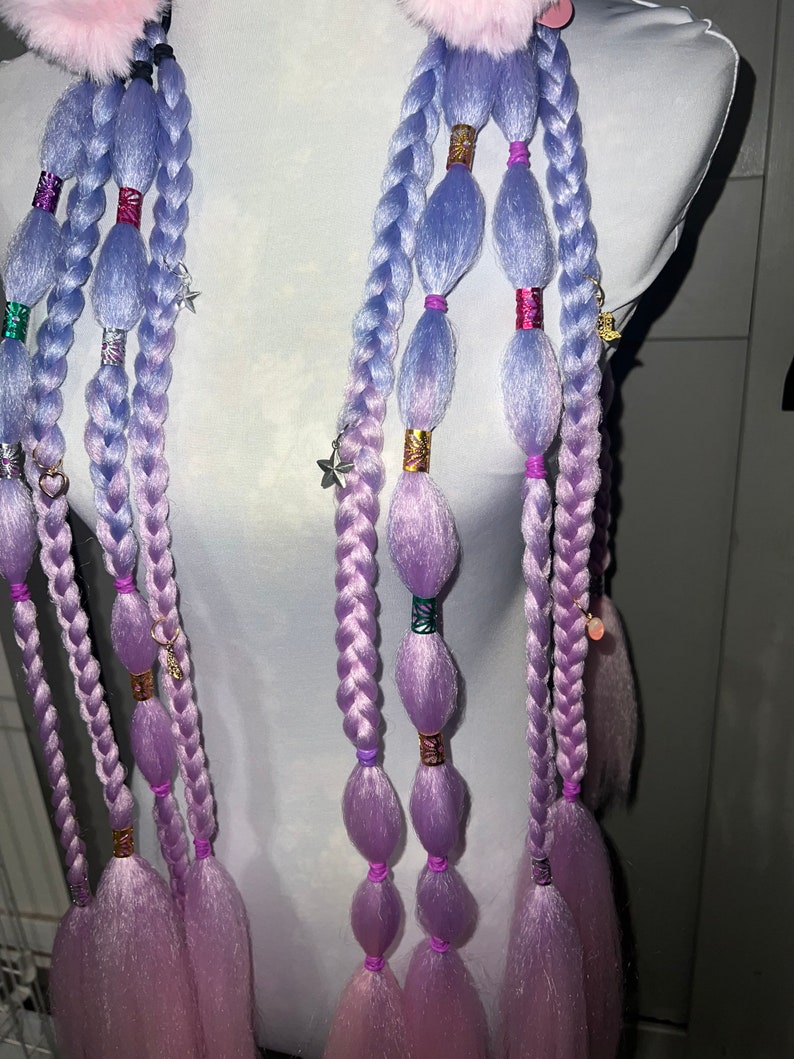 2X Purple Pink Ombré Festival Braid Hair Extension tie or - Etsy