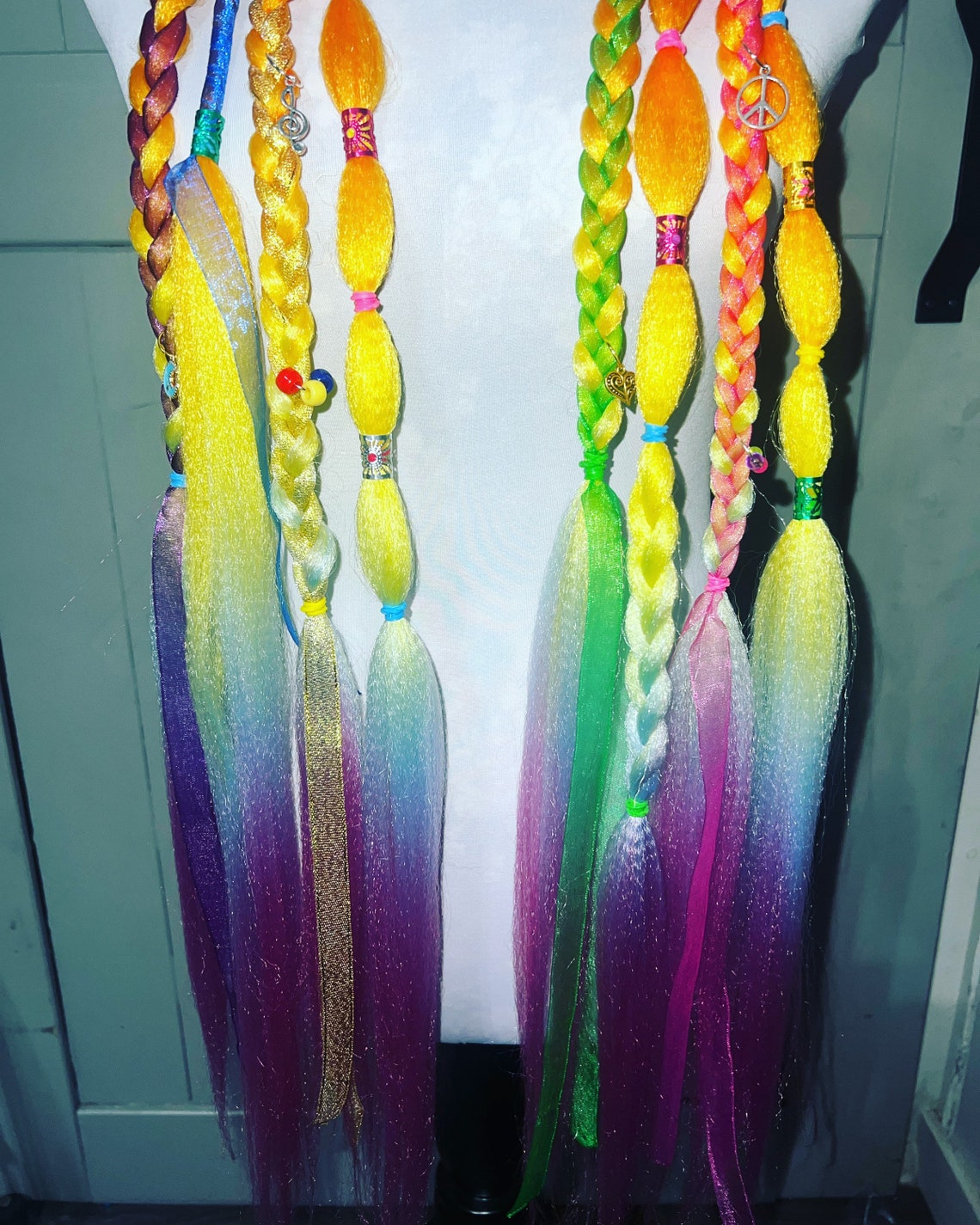 2X Festival Rave Braids Hair Extensions tie or Clip-on - Etsy