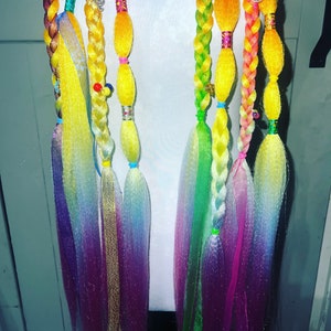 2X Festival Rave Braids Hair Extensions tie or Clip-on - Etsy