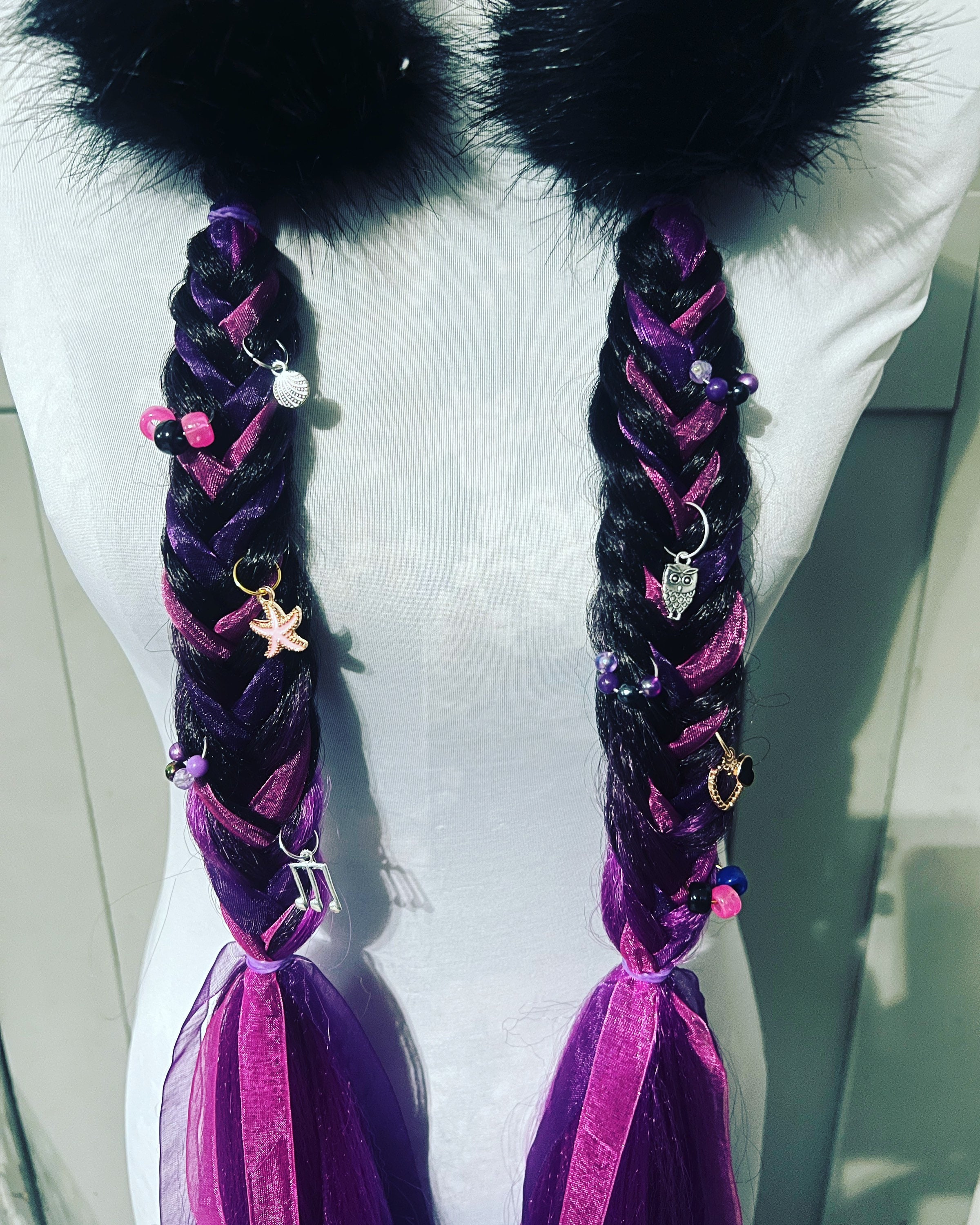 2X Braided Festival Rave Hair Extensions tie or Clip On - Etsy