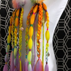 2X Festival Rave Braids Hair Extensions tie or Clip-on - Etsy
