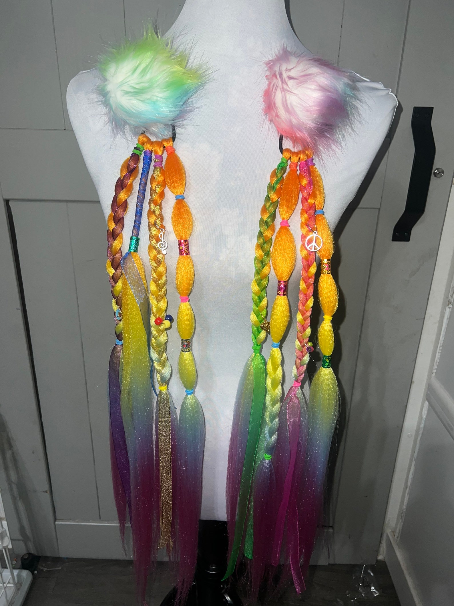 2X Festival Rave Braids Hair Extensions tie or Clip-on - Etsy