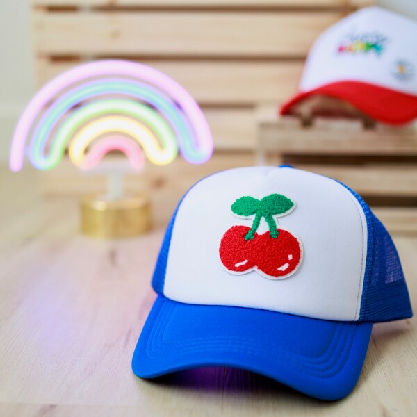 Cherry Embroidered Trucker Hat - Etsy