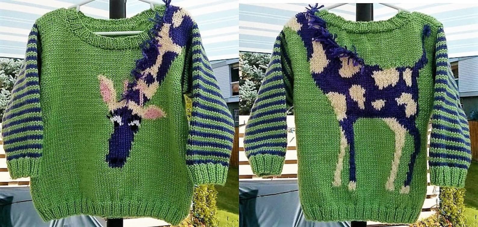 Vintage Knitting Pattern Kids Childs Knit Giraffe Pullover - Etsy