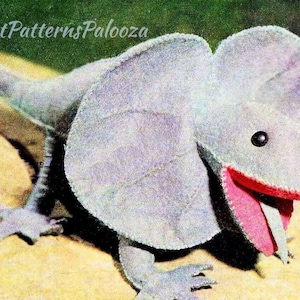 Vintage Sewing Pattern 17" Frilled Neck Lizard Felt Fabric Soft ...