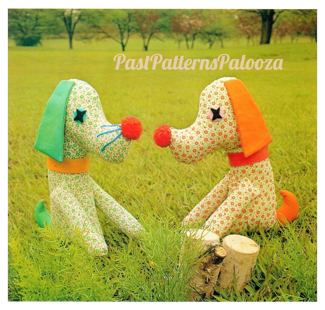 Vintage Sewing Pattern 9" Cotton Print Puppy Dog Soft Fabric Toy PDF ...
