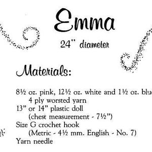 Vintage Crochet Pattern 13" Emma Bed Doll Dress Outfit for 13 and 14 ...