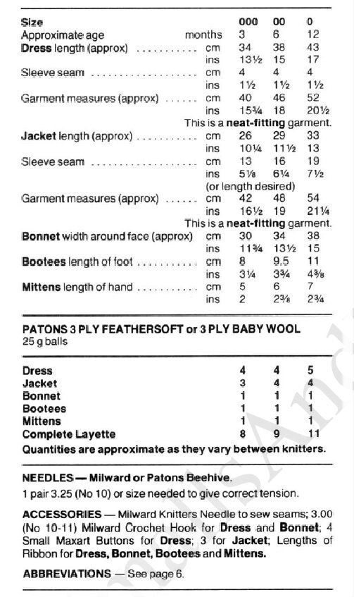 Vintage Knitting Pattern Knit Baby Girl Heather Ripple Eyelet Layette ...
