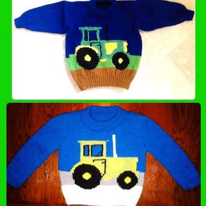 Vintage Knitting Pattern Knit Kids Boys Tractor Sweater PDF Instant ...